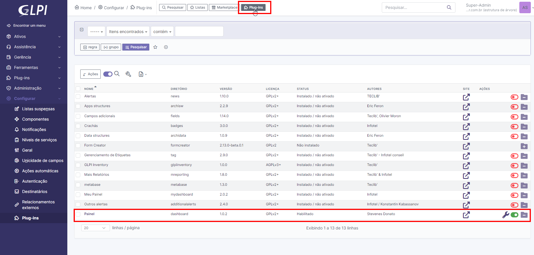 Plugin Dashboard Para Glpi 10